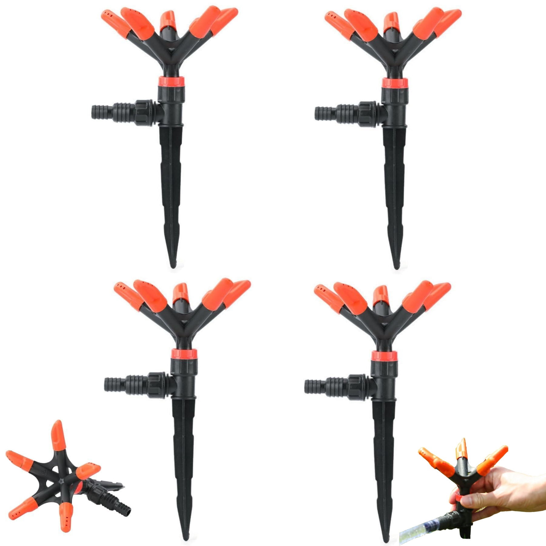 Heavy-Duty 360° Garden Sprinkler Auto Rotating Water Sprayer for Lawn ...