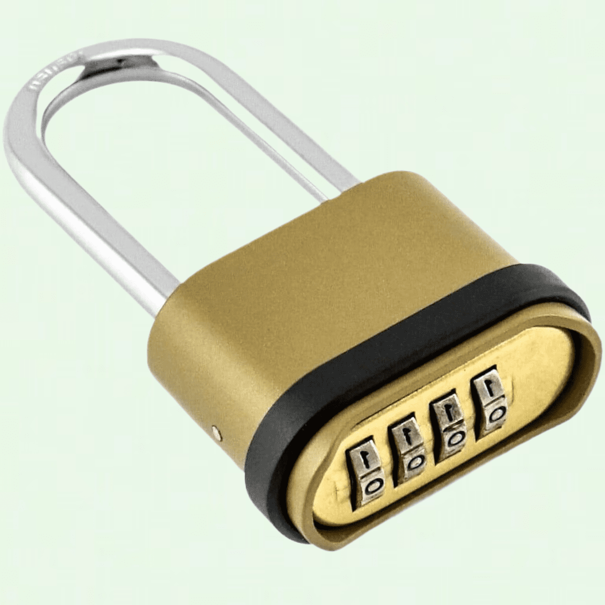 Heavy Duty 4 Digit Combination Lock with Brass Finish, Long Shackle ...