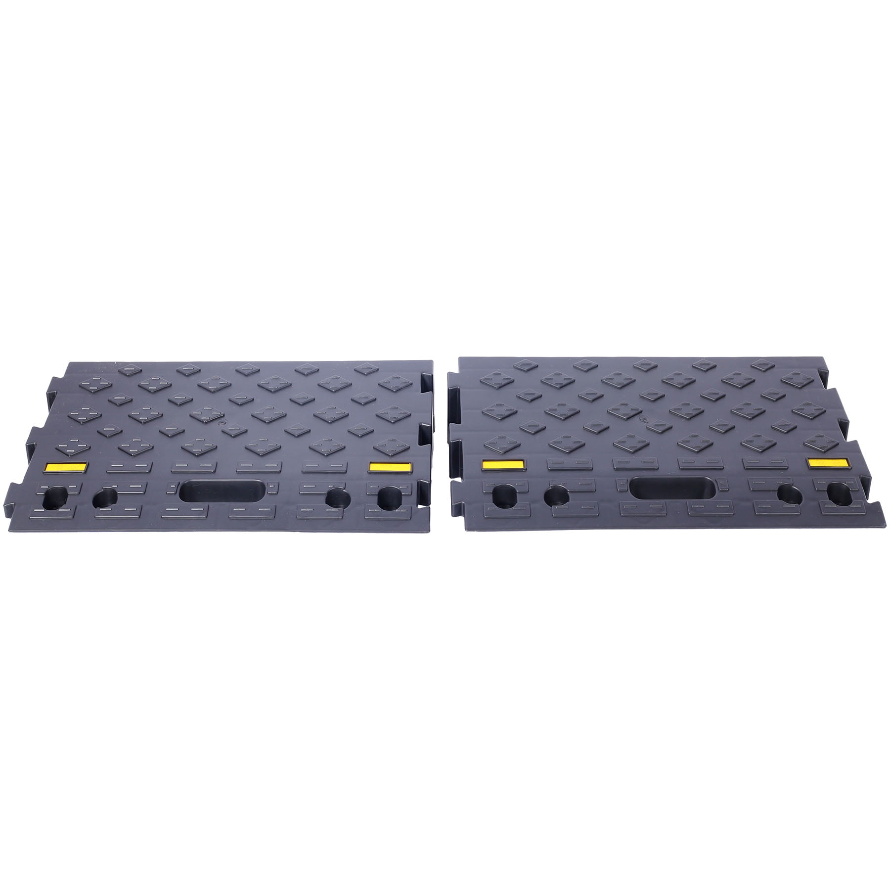 Heavy-Duty 4" Portable Black Curb Ramp With Textured Surface And Hollow ...