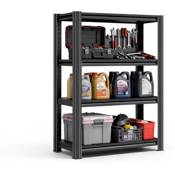 Heavy Duty 4-Tier Adjustable Metal Garage Shelving Unit, Corner Shelf ...