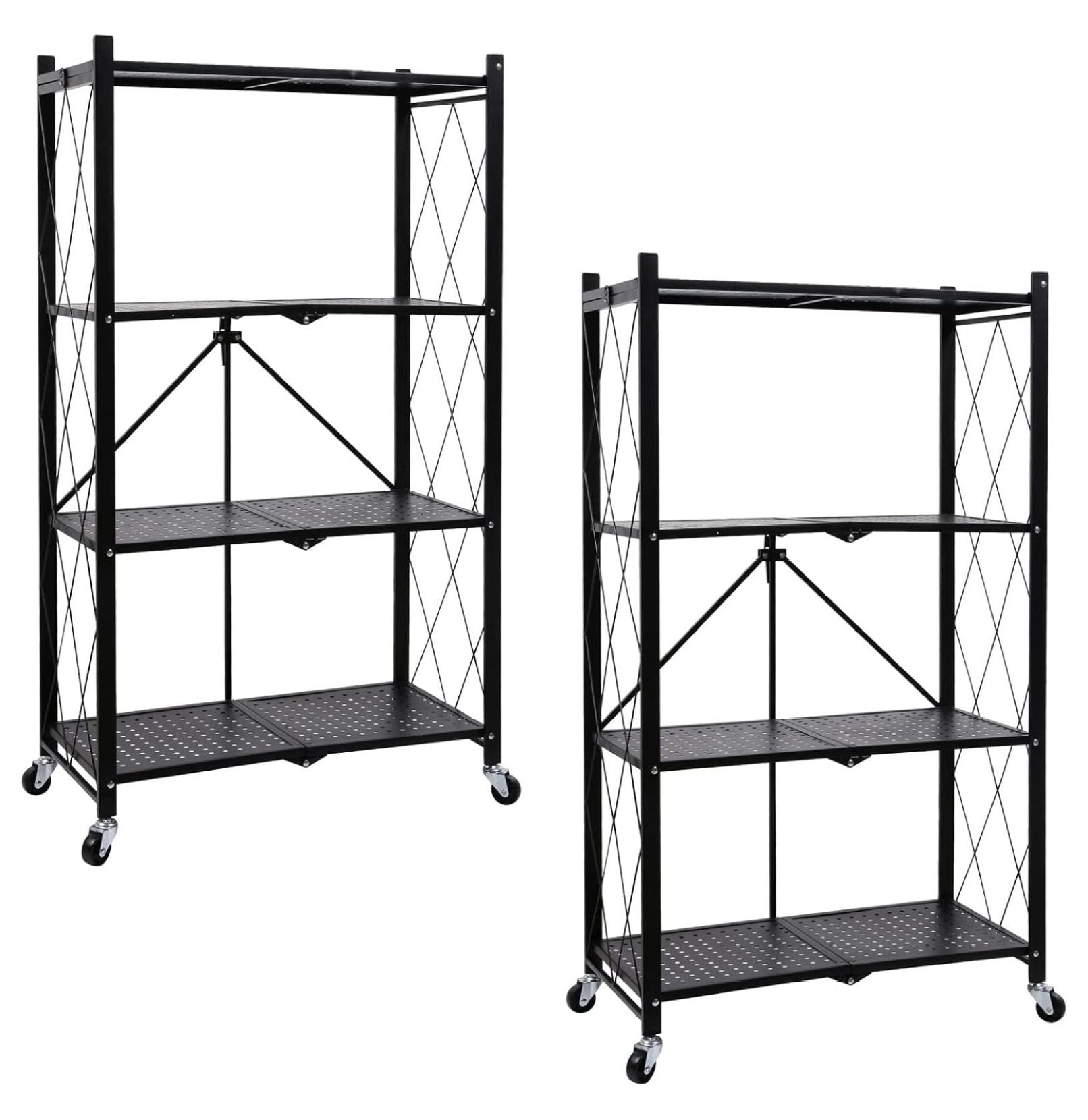 Heavy Duty 4-Tier Foldable Metal Rack, 14.96" D x 27.95" W x 49.61" H ...