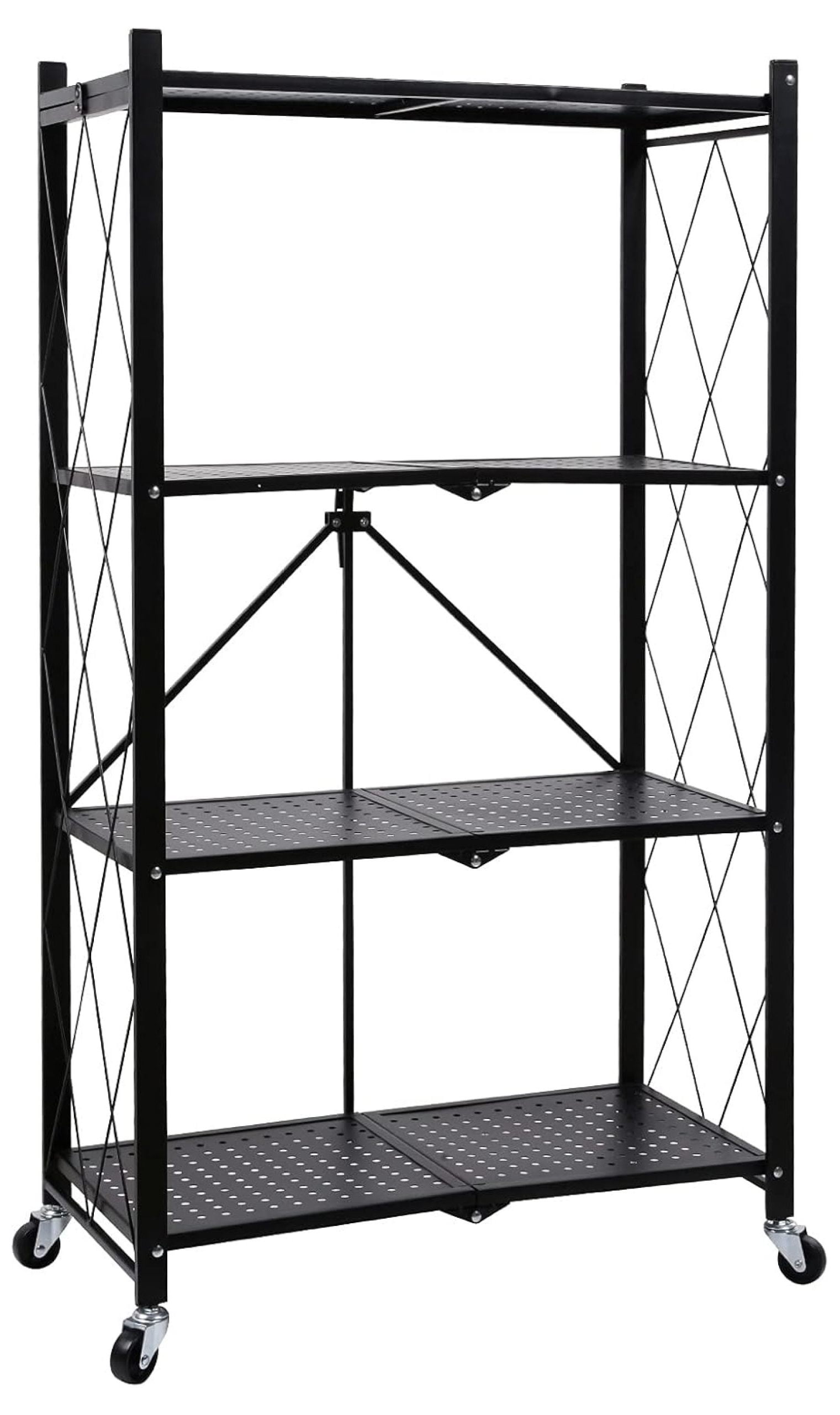 Heavy Duty 4-Tier Foldable Metal Rack, 14.96" D x 27.95" W x 49.61" H ...