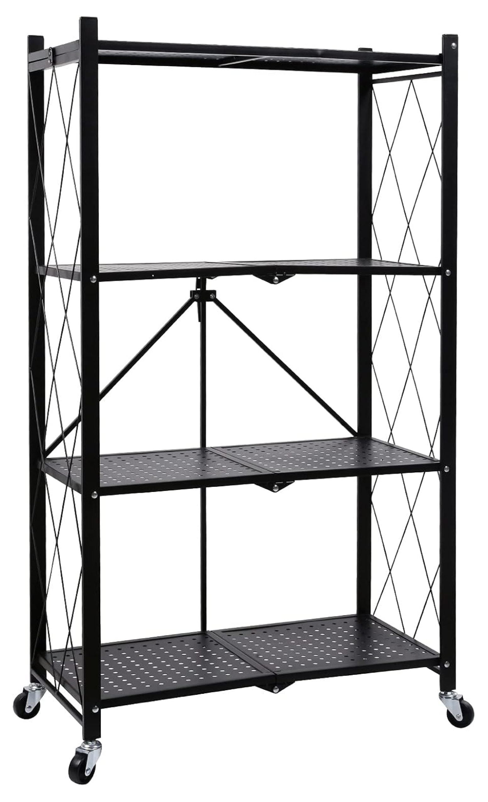 Heavy Duty 4-Tier Foldable Metal Rack, 28.0" D x 13.4" W x 49.2" H ...