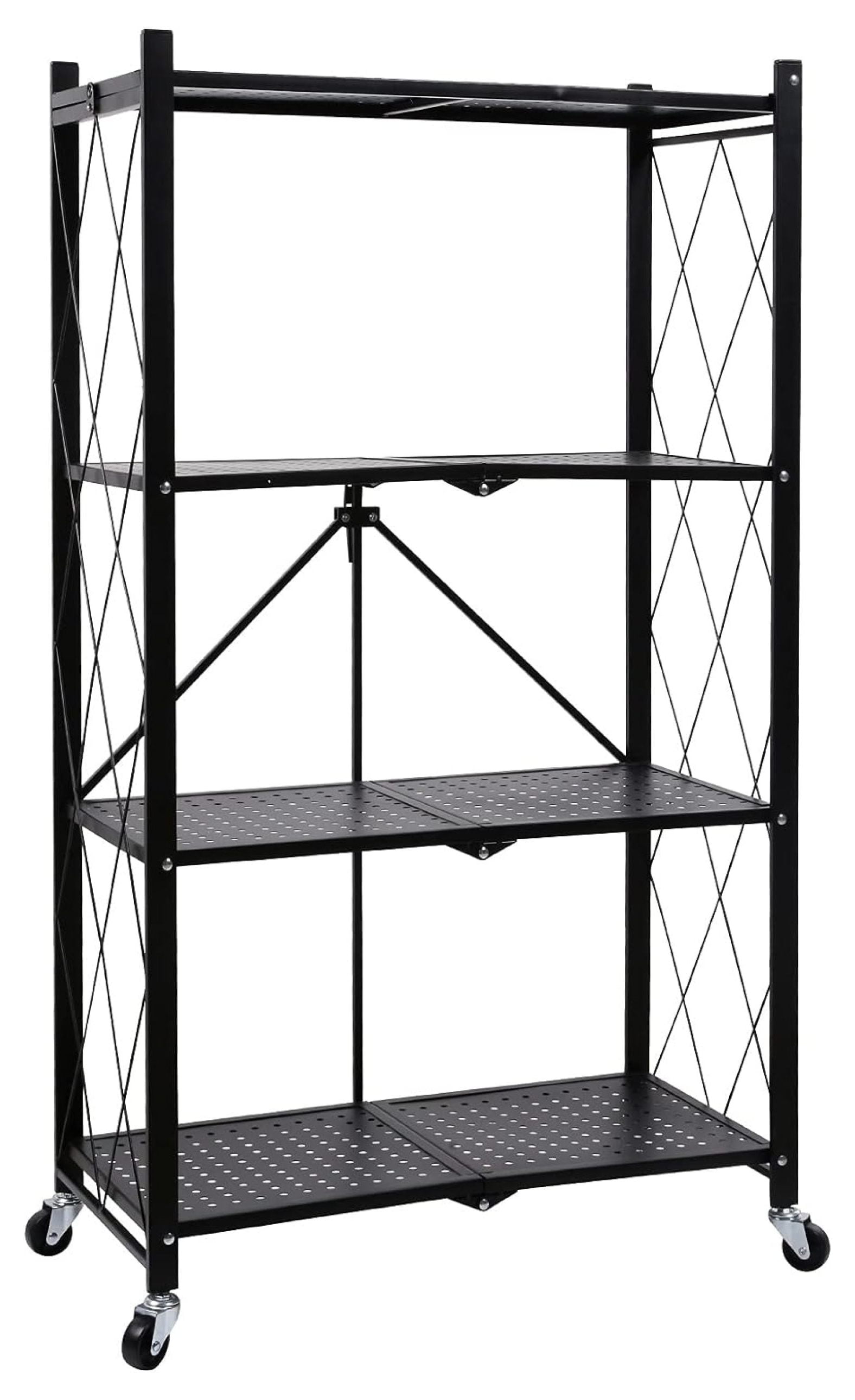 Heavy Duty 4-Tier Foldable Metal Rack, 28.0" D x 13.4" W x 49.2" H ...