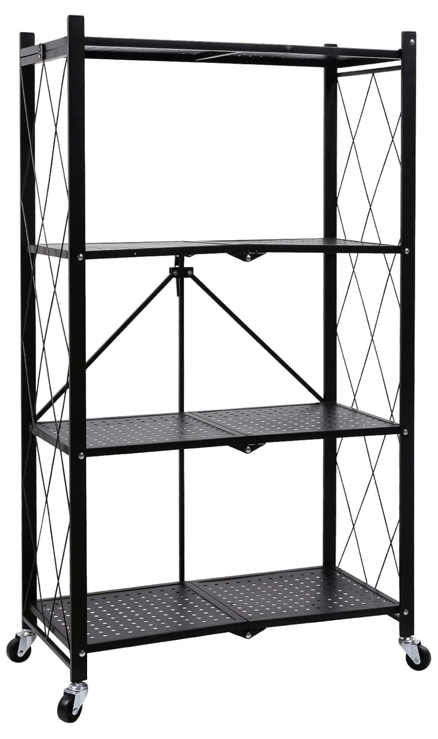 Heavy Duty 4-Tier Foldable Metal Rack, 28.1" D x 18.5" W x 49.61" H ...