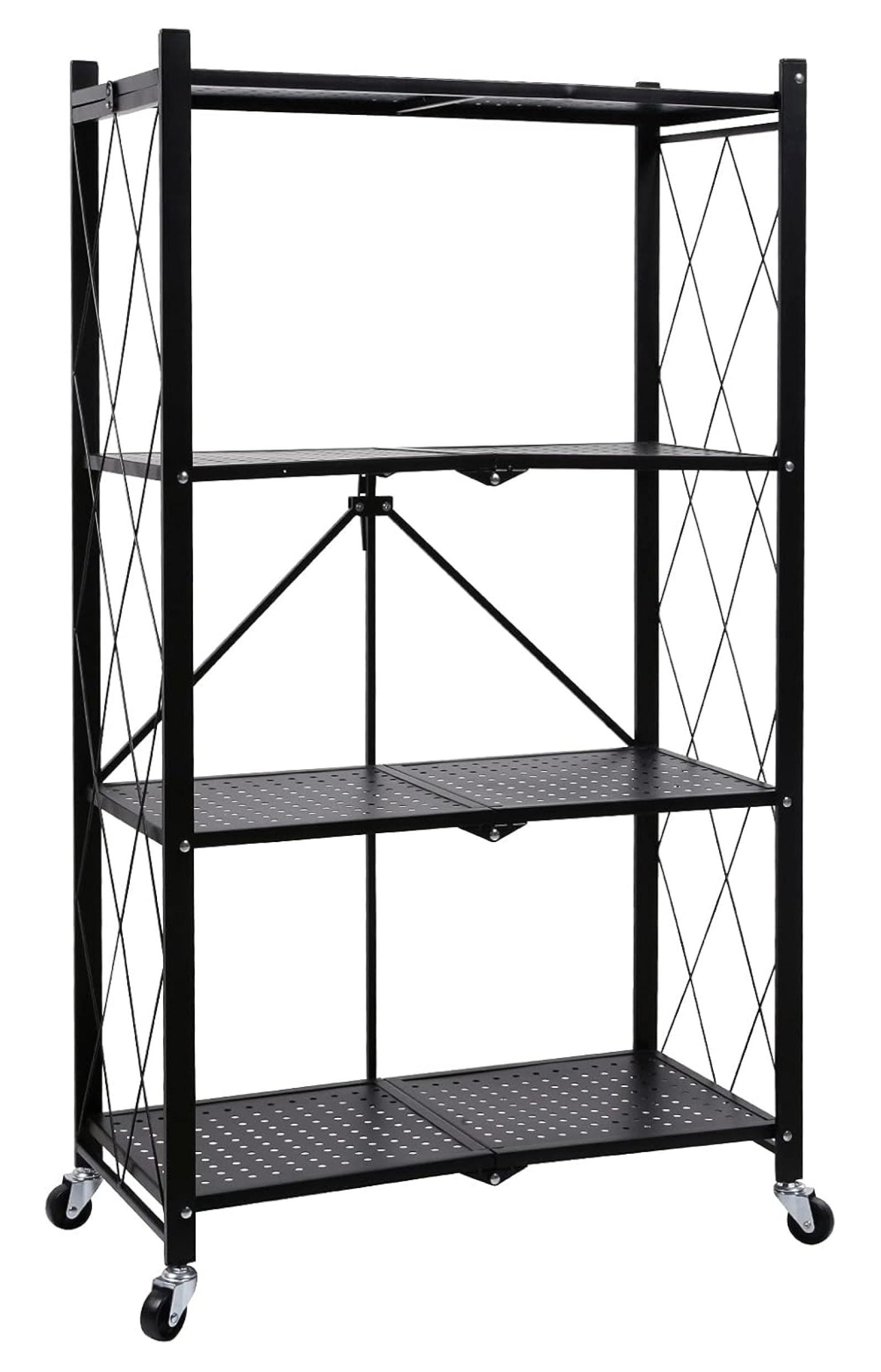 Heavy Duty 4-Tier Foldable Metal Rack, 28.1" D x 18.5" W x 49.61" H ...