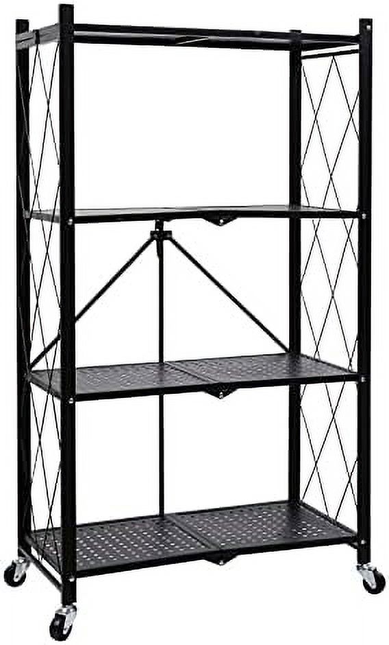Heavy Duty 4-Tier Foldable Metal Rack, 28.1" D x 18.5" W x 49.61" H ...