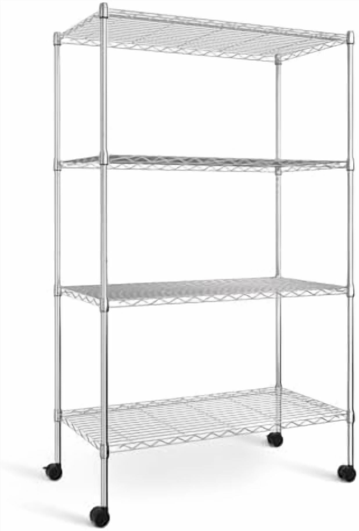 Heavy Duty 4-Tier Shelving with Wheels, 35.43" W x 17.72" D x 61.02" H ...