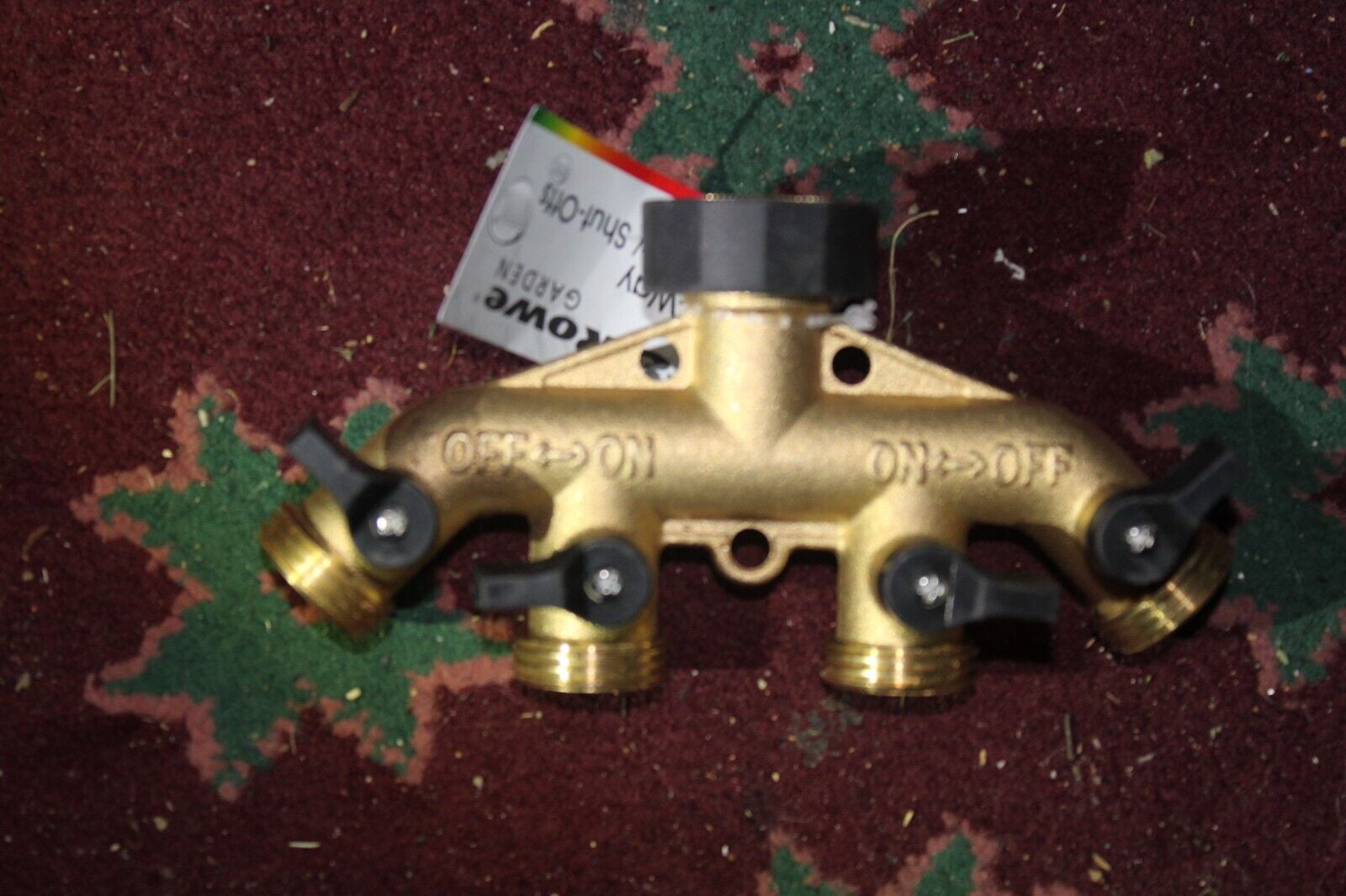 Heavy-Duty 4-Way Brass Garden Hose Splitter Manifold - Corrosion ...