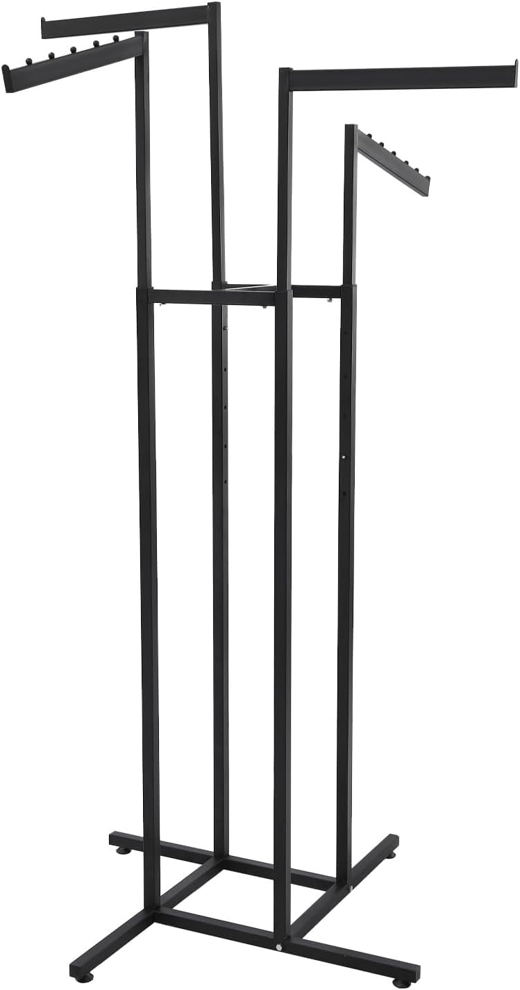 Heavy Duty 4 Way Clothing Rack, Clothing Display Rack with Adjustable ...