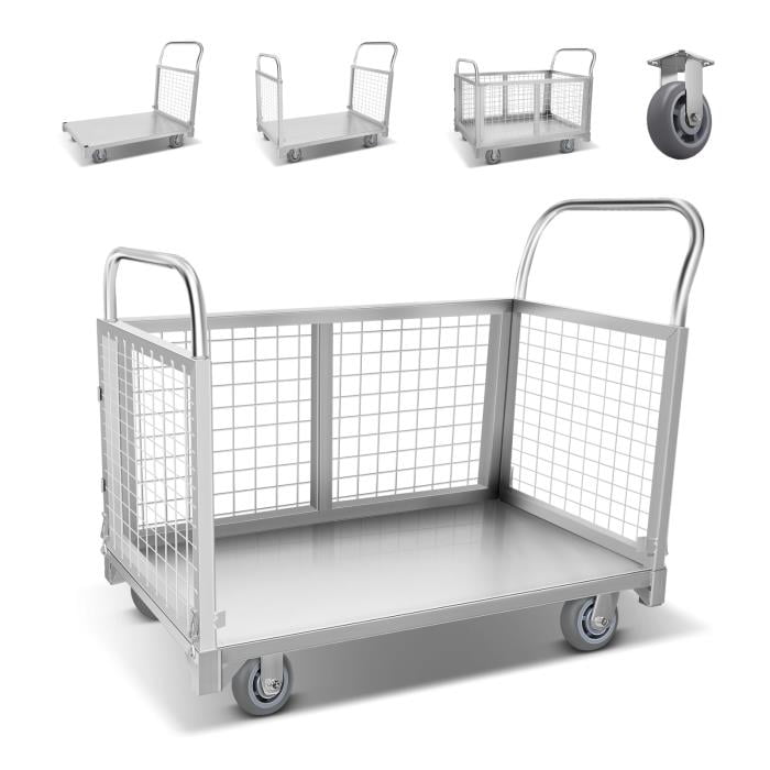 Heavy-Duty 4-in-1 Flatbed Cart, 2200lbs Load, Non-Deformable Alloy ...