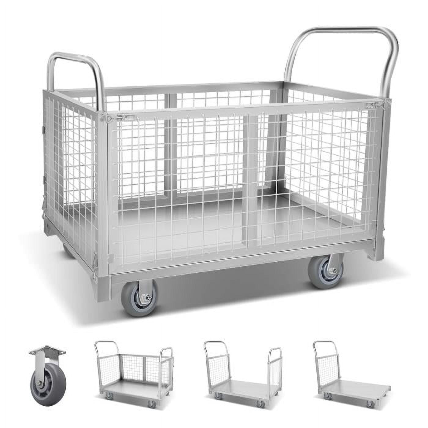 Heavy-Duty 4-in-1 Push Cart, 2200lbs Load, Collapsible Hand Cart with ...