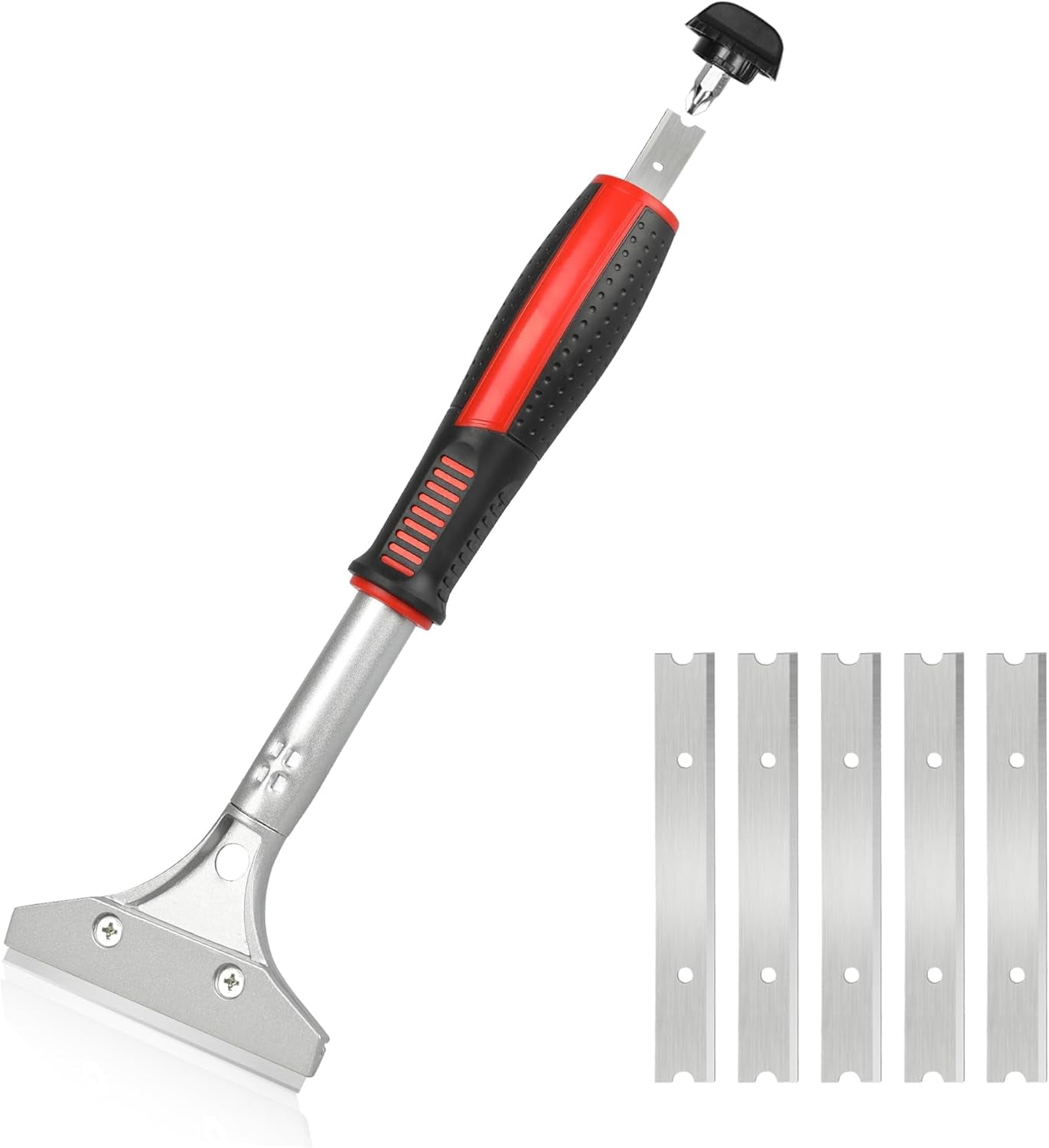 Heavy Duty 4-inch Razor Blade Scraper with Long-Handle, Cleaning Glass ...