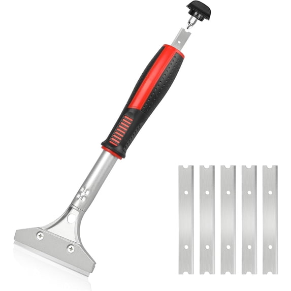 Heavy Duty 4-inch Razor Blade Scraper with Long-Handle, Cleaning Glass ...