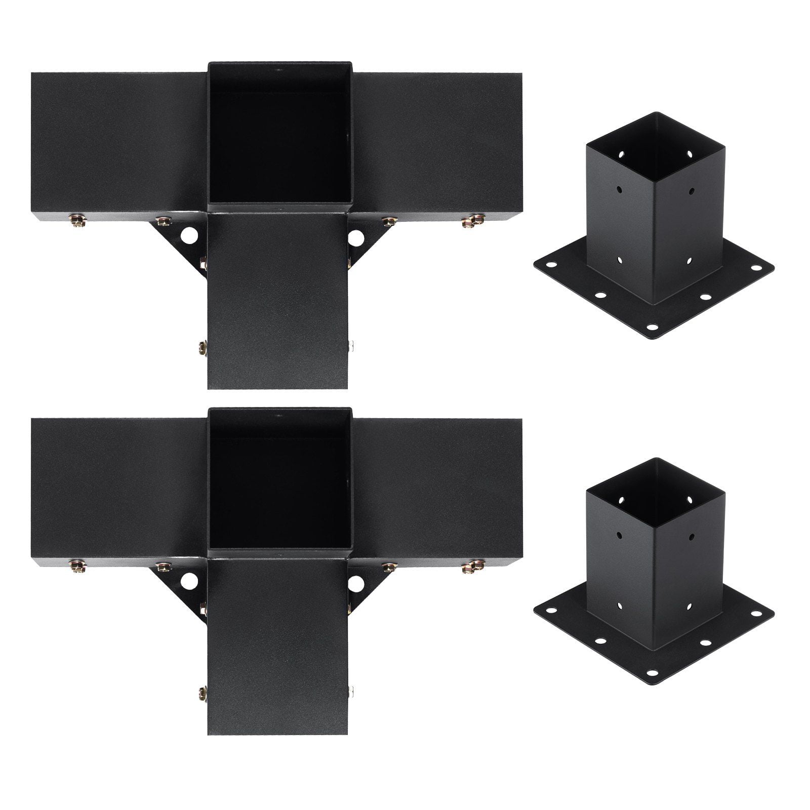 Heavy Duty 4''x4'' Pergola Corner Brackets (4pcs) - 4-Way Post Base Kit ...