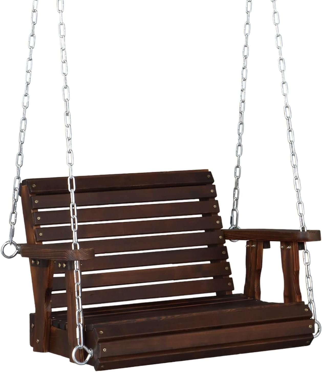 Heavy Duty 440 LBS 1-Person Wooden Patio Porch Swing, Outdoor Single ...