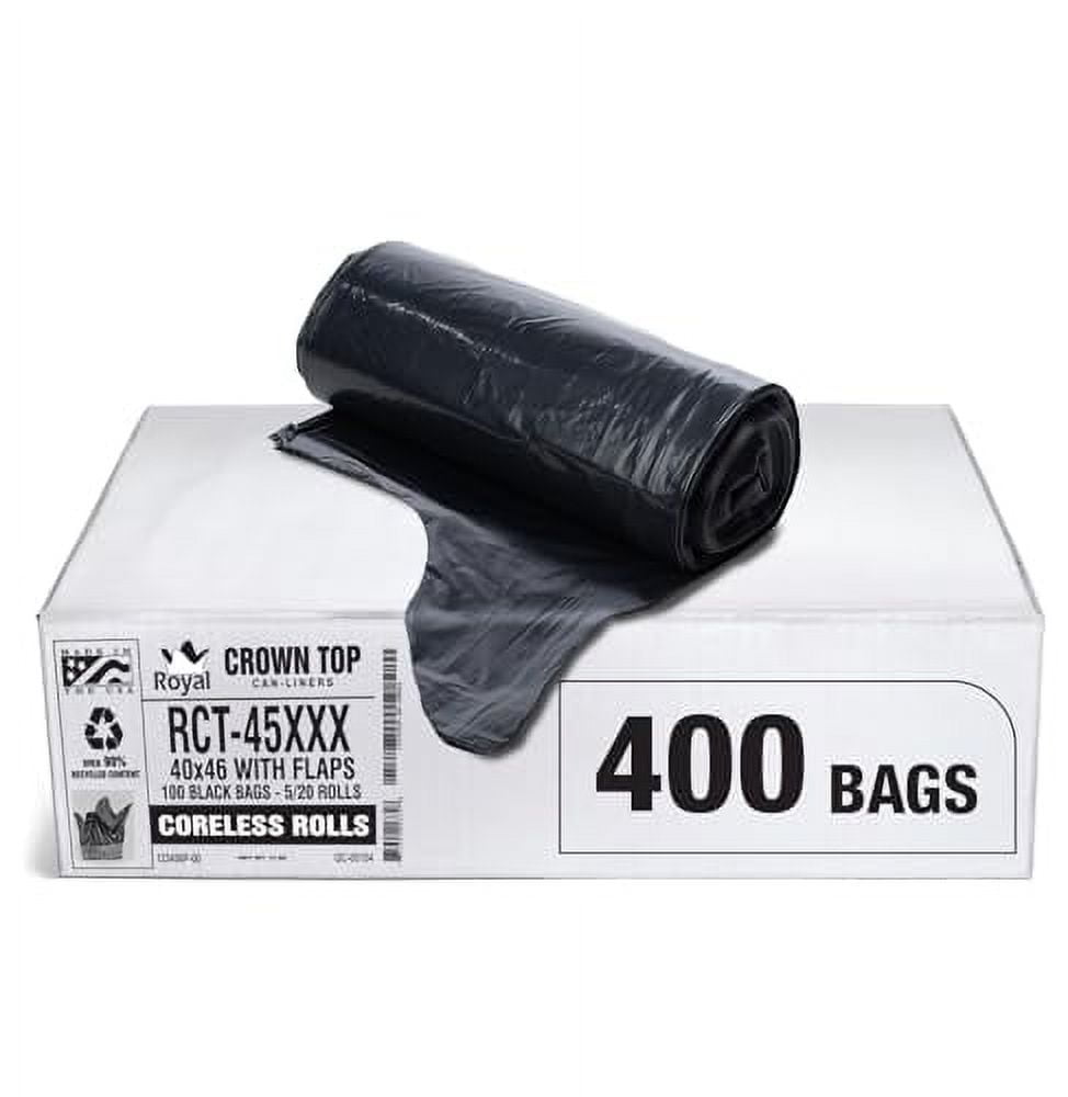Heavy Duty 45 Gallon Trash Bags - (Huge 400 Pack/w Flap Ties) - 2.0 MIL ...