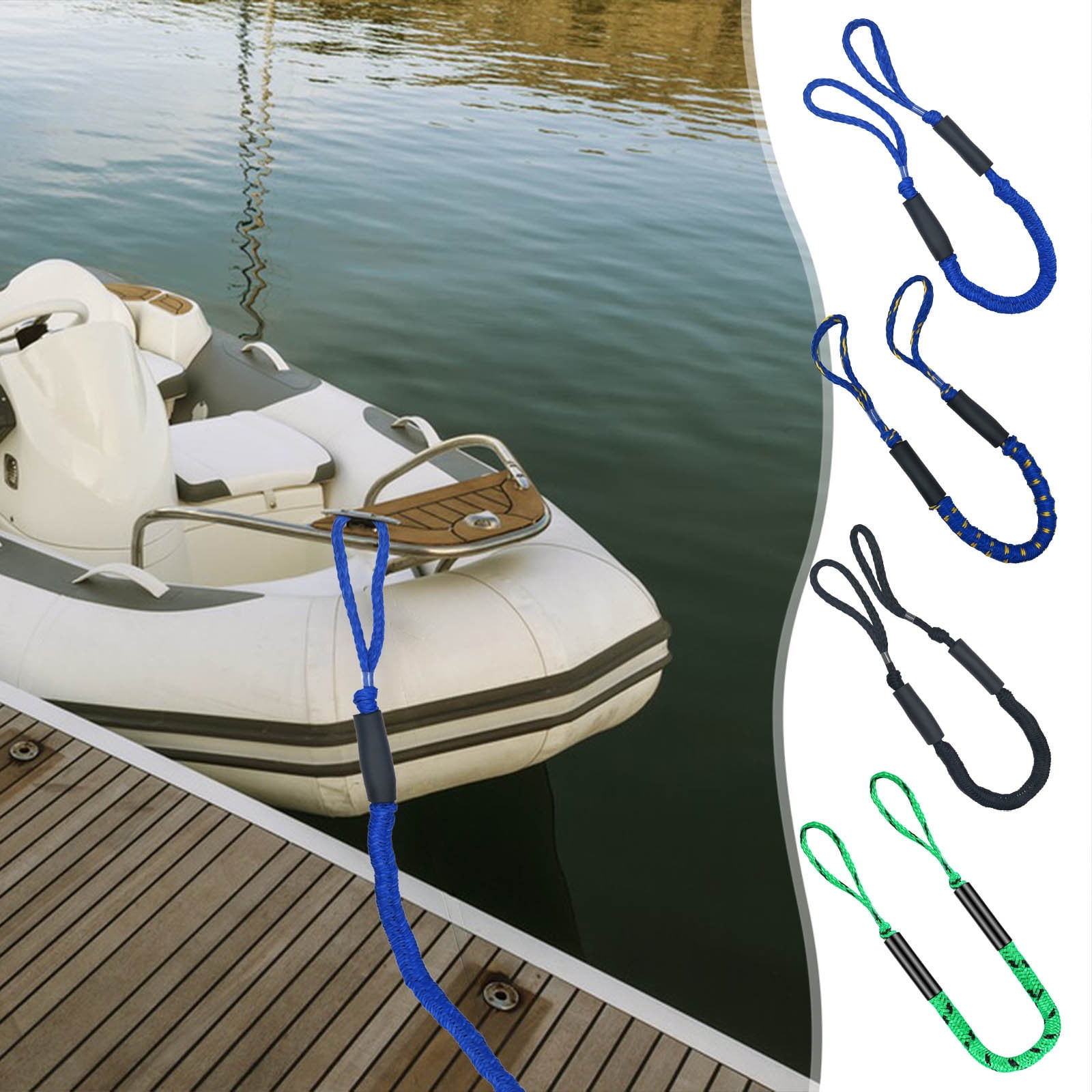 Heavy-Duty 4FT Bungee Dock Lines with Elastic Shock Absorption for ...