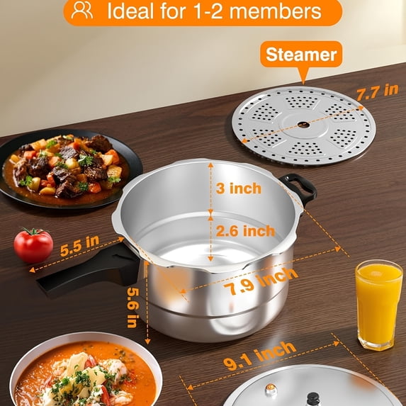 Heavy-Duty 4QT Pressure Cooker & Canner - Stainless Steel, Locking Lid ...