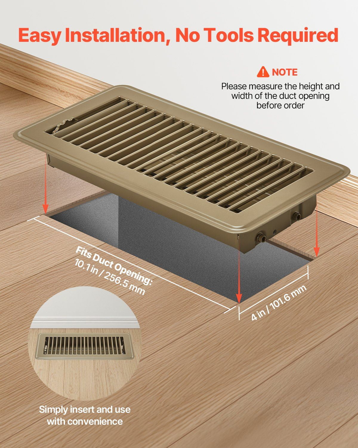 Heavy Duty 4x10 Inch Brown Floor Registers, 6-Pack Iron HVAC Grilles ...