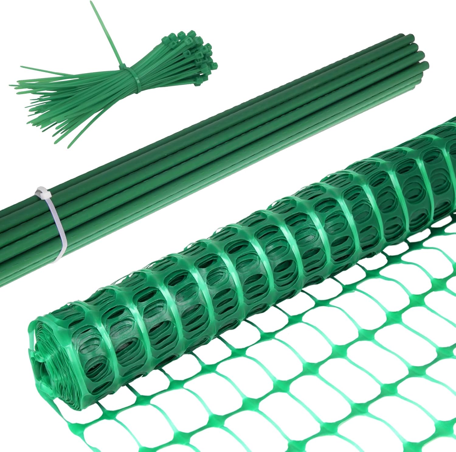 Heavy-Duty 4x100FT Plastic Garden Fence with Steel Posts - UV-Resistant ...