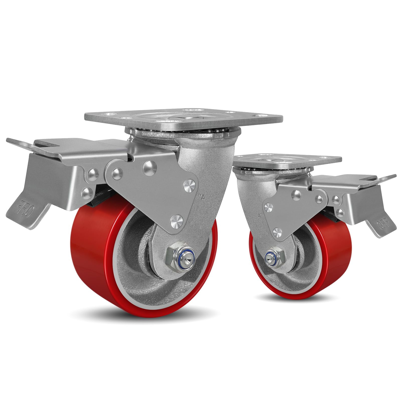 Heavy Duty 4x2 Inch Caster Wheels SY America, Polyurethane Tread Bonded ...
