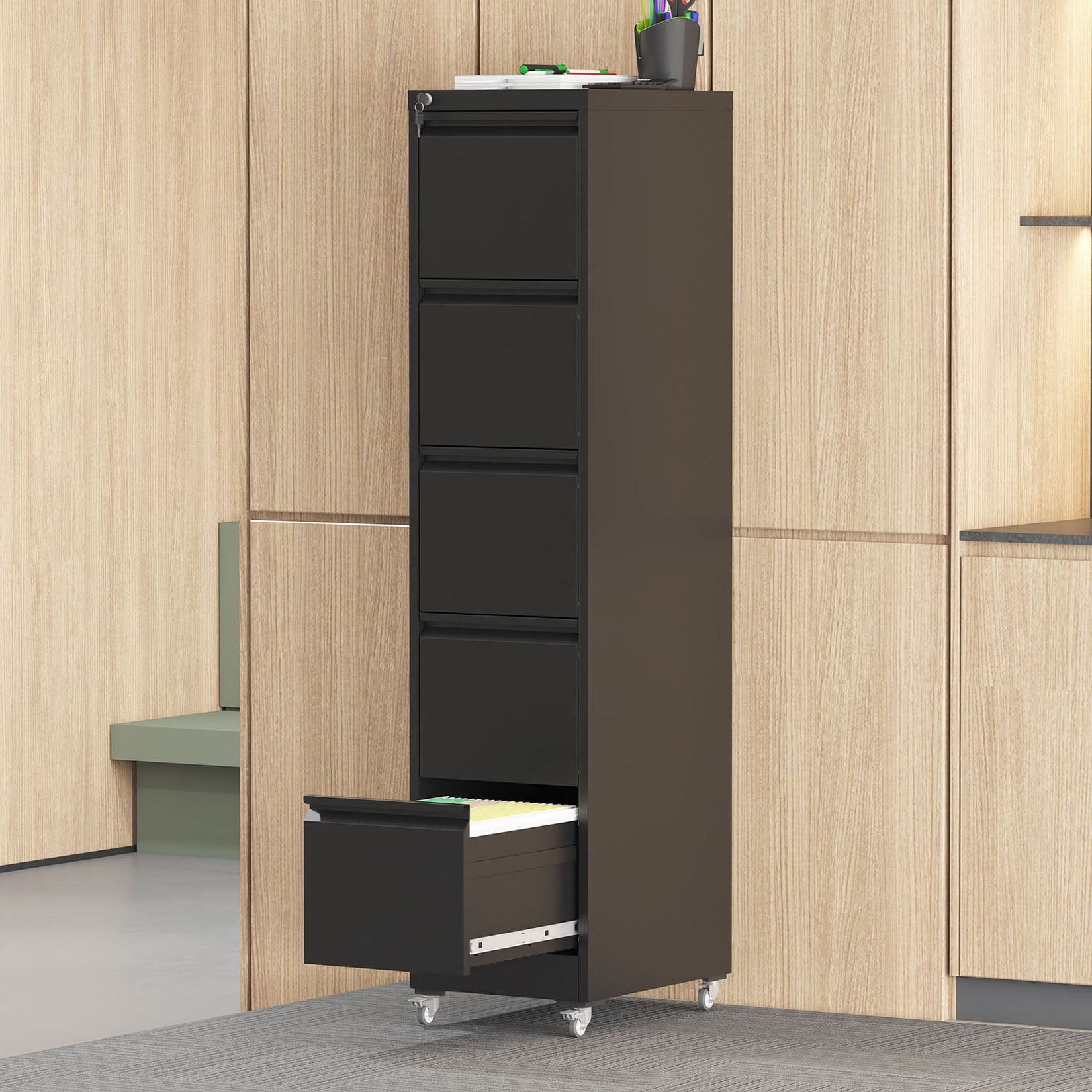 Heavy Duty 5 Drawer Metal Vertical File Cabinet for Home Office Storage ...