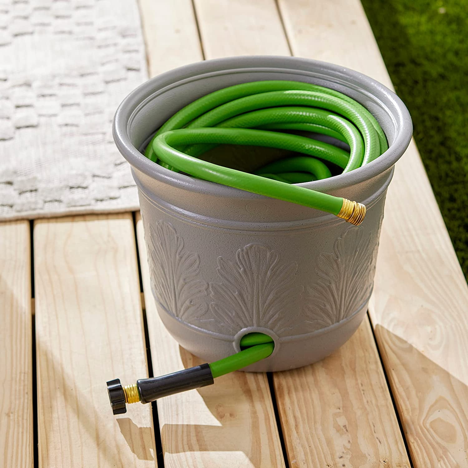 Heavy Duty 5 Gallon Decorative Plastic Hose Pot for Expandable and ...