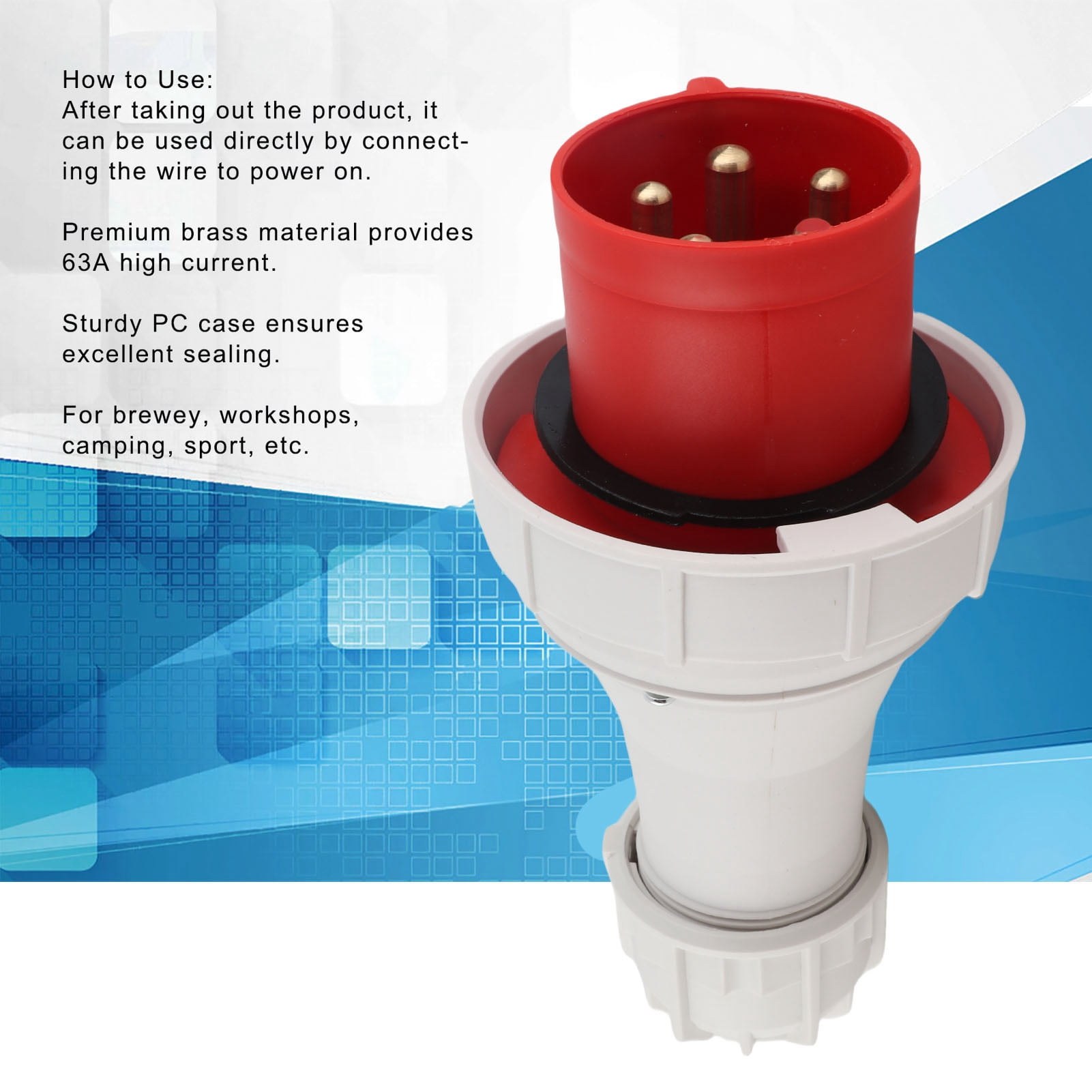 Heavy Duty 5 Pin Industrial Socket, IP67, Brass Construction, Ideal For Outdoor/Marine - Walmart.com