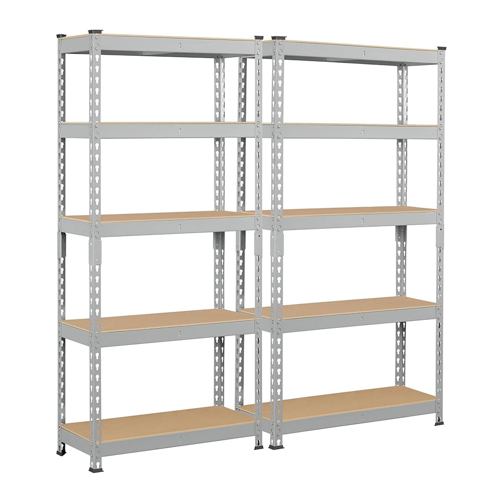 Heavy Duty 5 Shelf Metal Rack Set of 2, Boltless Adjustable Storage ...