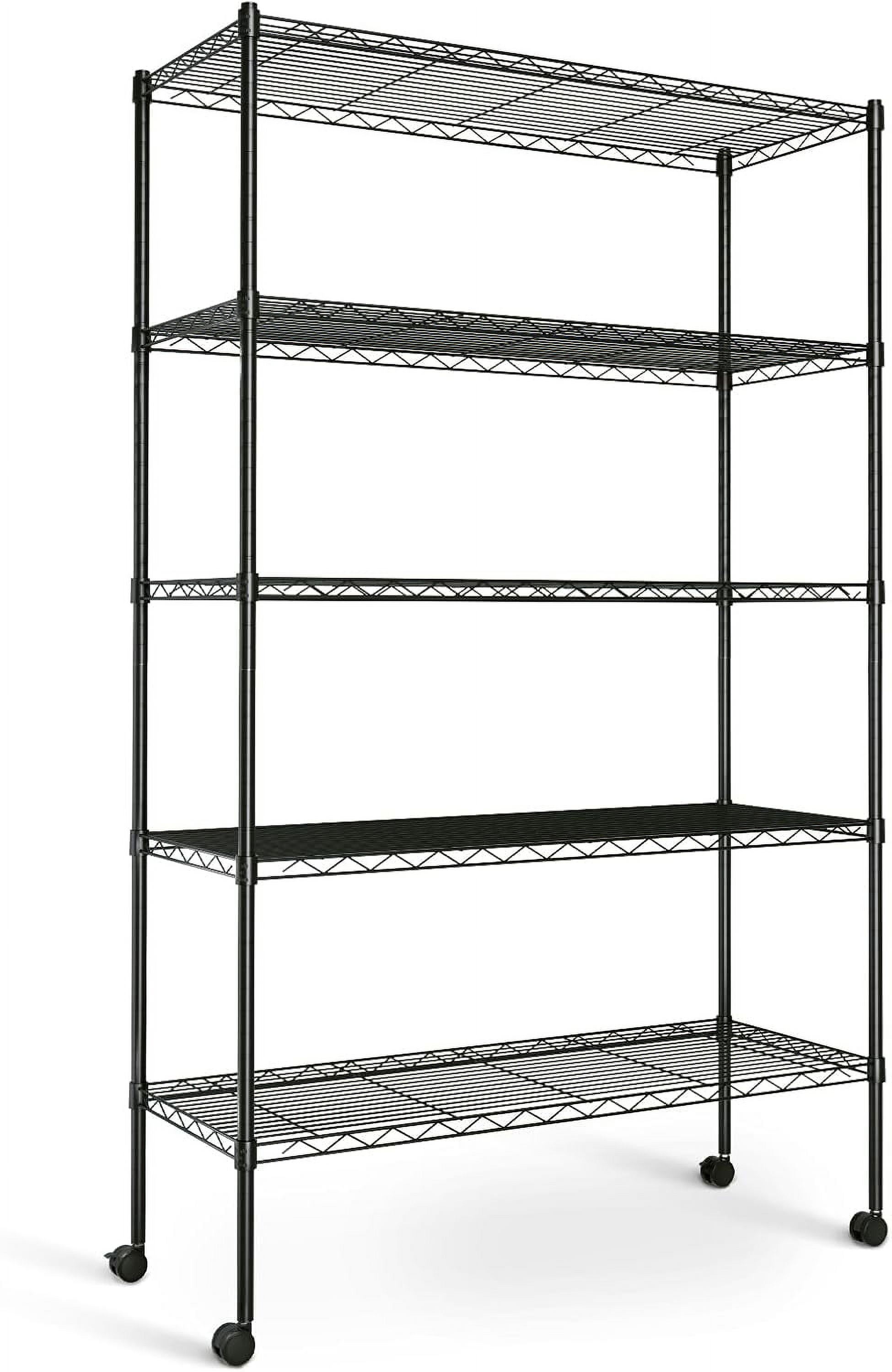 Heavy Duty 5-Shelf Shelving with Wheels, Adjustable Storage Units ...