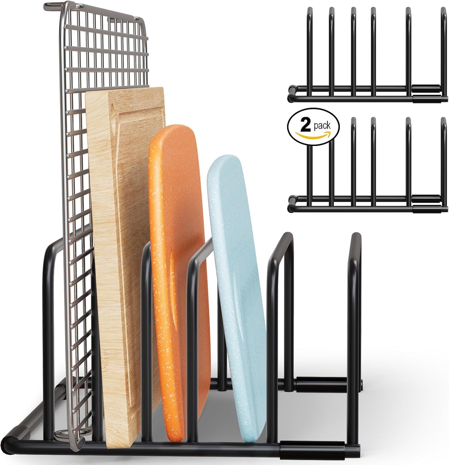 Heavy-Duty 5-Slot Cutting Board Organizer Rack, Space-Saving Kitchen ...