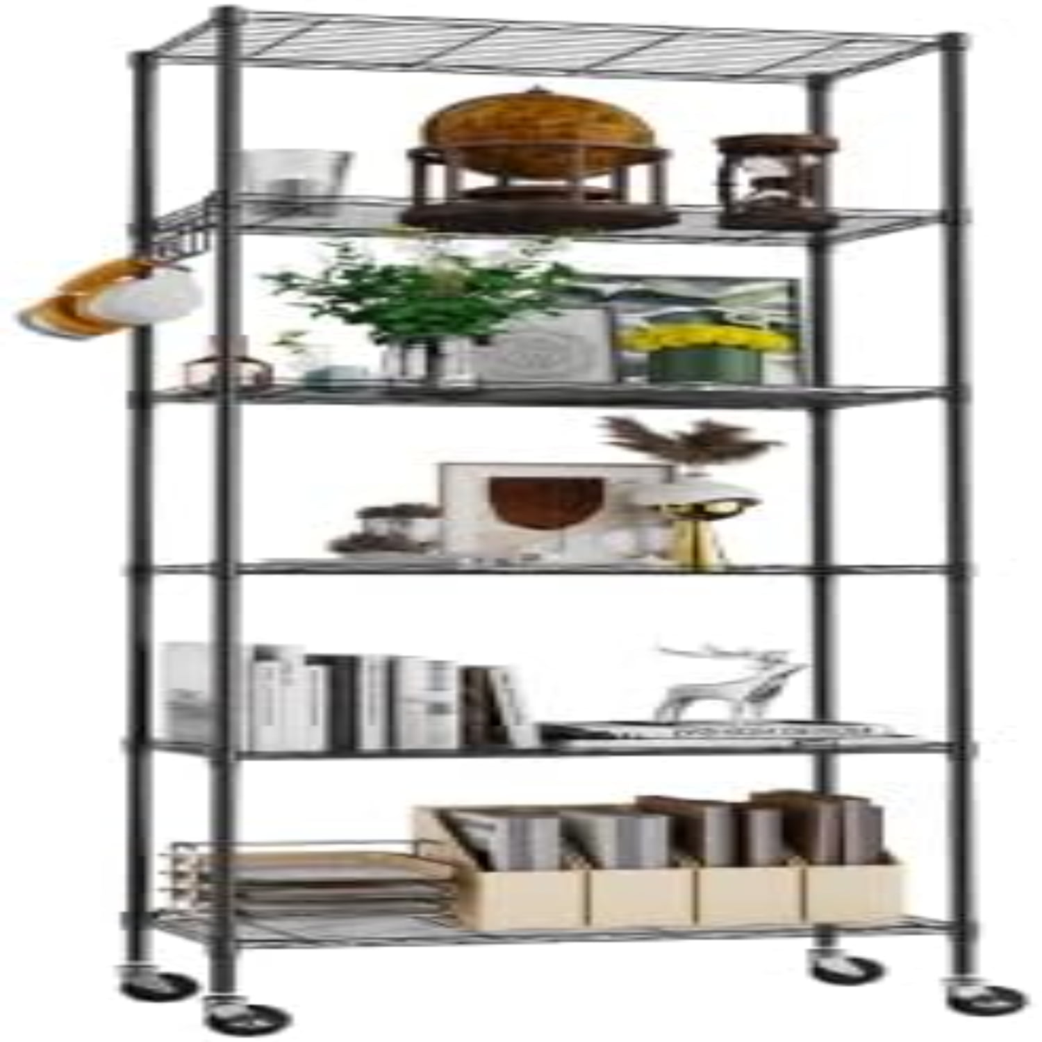 Heavy Duty 5 Tier Adjustable Wire Shelving Unit with Wheels - Robust ...