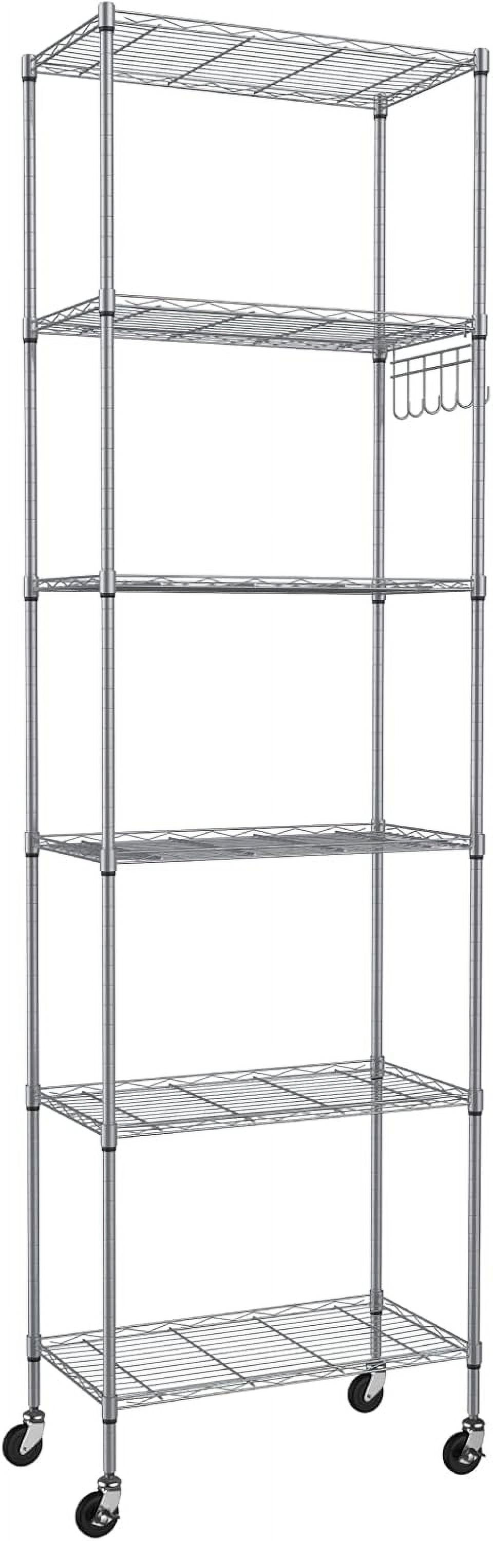 Heavy Duty 5 Tier Adjustable Wire Shelving Unit with Wheels - Robust ...