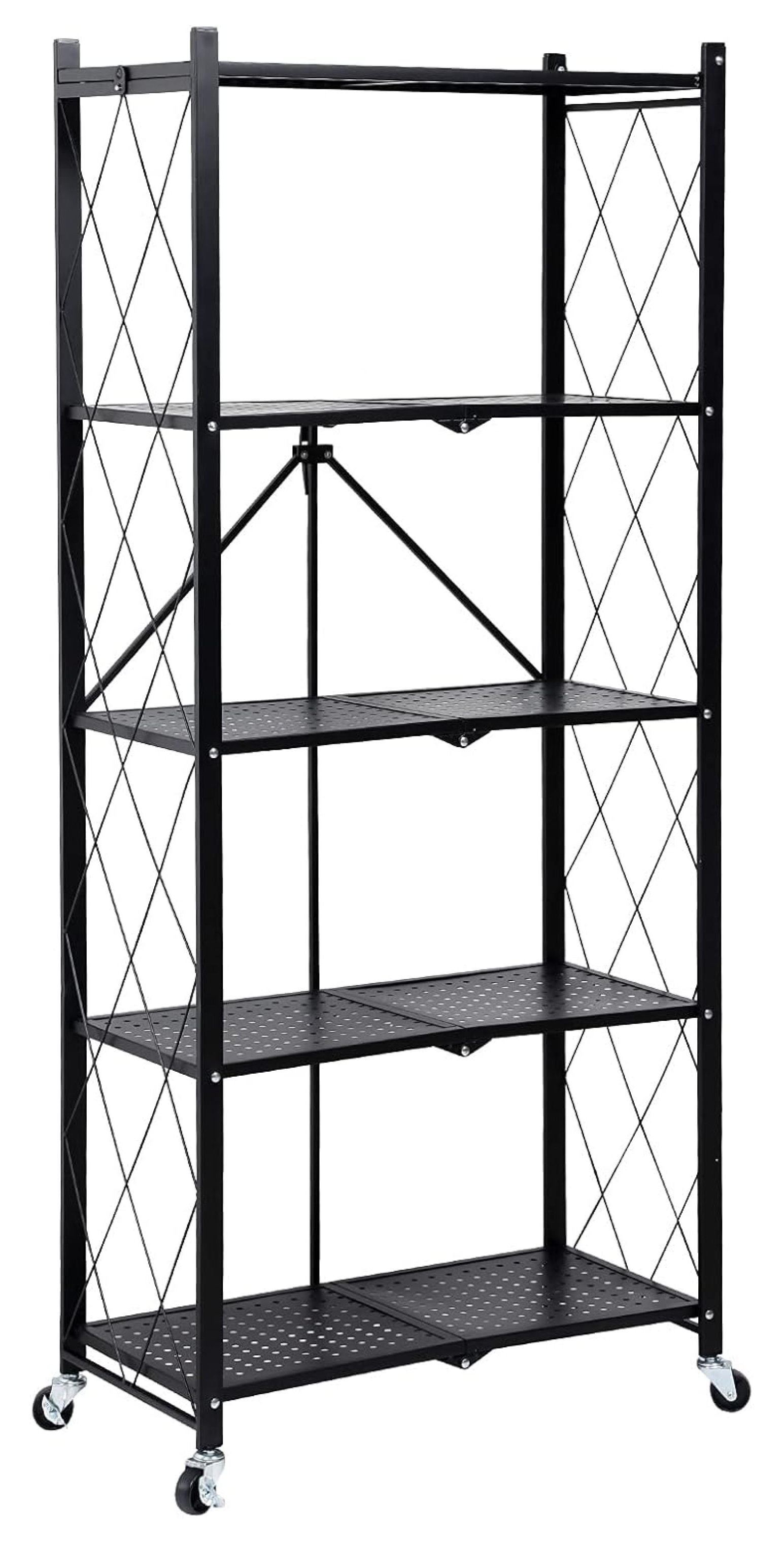 Heavy Duty 5-Tier Foldable Metal Rack, 27.95" D x 13.39" W x 61.81" H ...