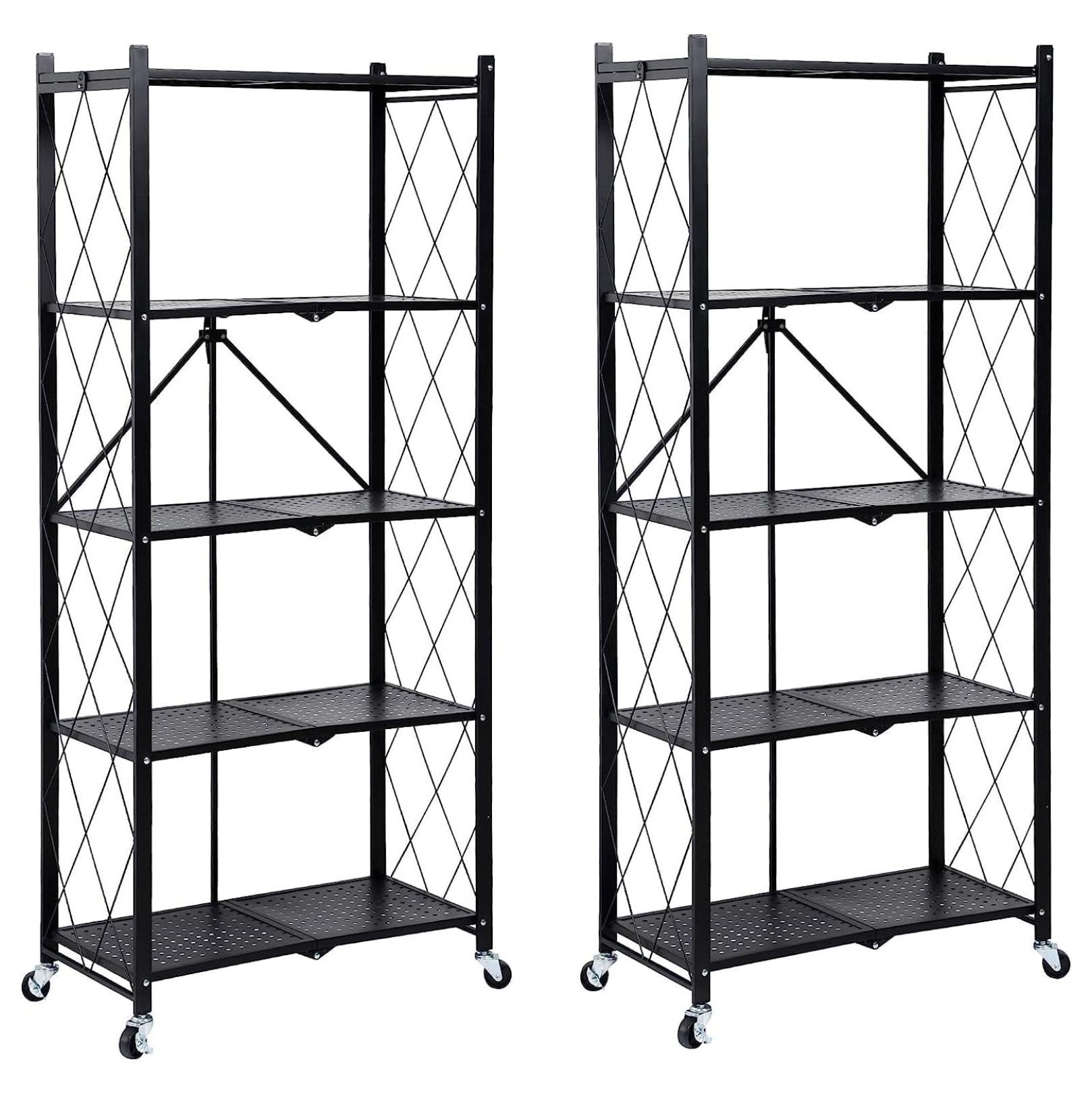 Heavy Duty 5-Tier Foldable Metal Rack, 27.95" D x 14.96" W x 63.78" H ...