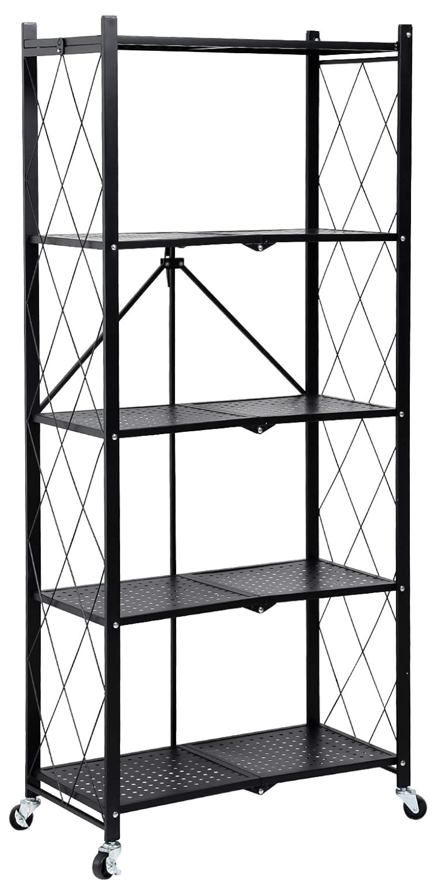 Heavy Duty 5-Tier Foldable Metal Rack, 27.95" D x 14.96" W x 63.78" H ...