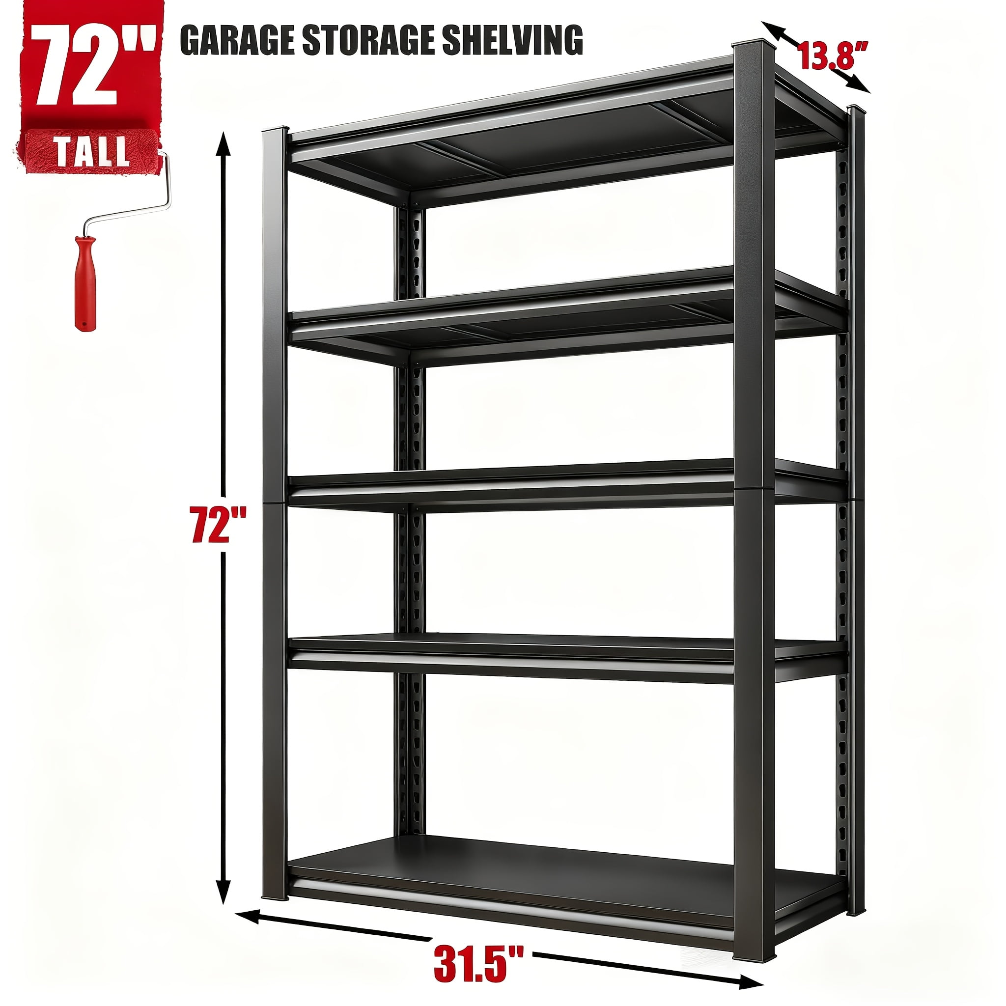 Heavy-Duty 5-Tier Metal Kitchen Storage Shelf, All-Metal Adjustable ...