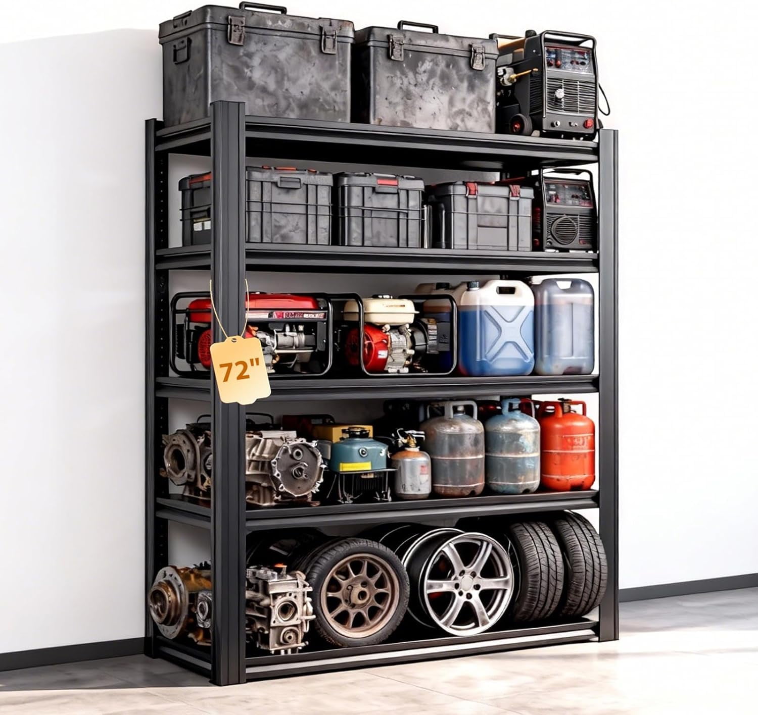 Heavy Duty 5-Tier Metal Storage Shelves Unit, 3000LBS Capacity ...