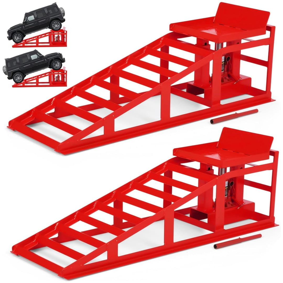 Heavy Duty 5 Ton Hydraulic Car Ramps (2 Pack) – Adjustable Steel Lift ...