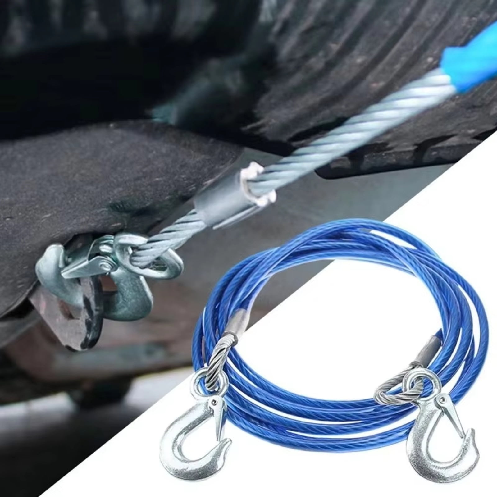 Heavy Duty 5-Ton Towing Strap 10Mm X 4M Steel Wire Tow Rope for Car and ...