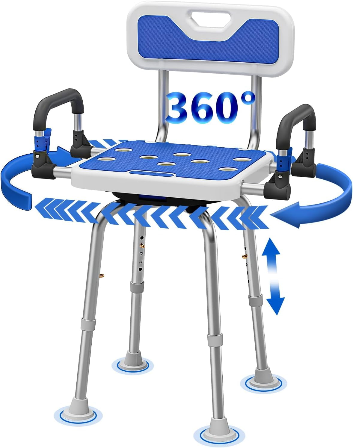 Heavy Duty 500 lbs Swive Shower Chair for Seniors Elderly Disabled or ...