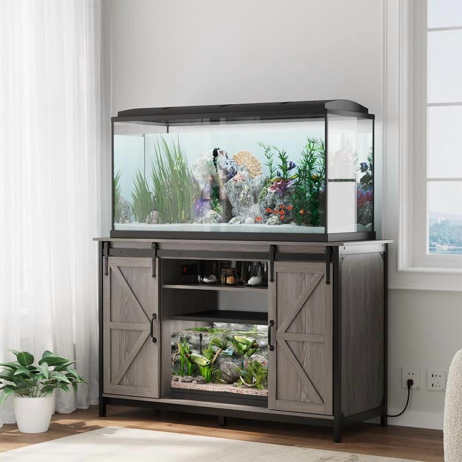 Heavy Duty 55-75 Gallon Fish Tank Stand with Power Outlet, Storage ...