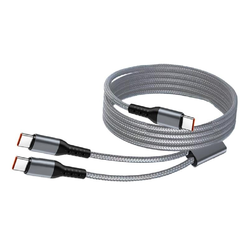 Heavy Duty 5FT Double Type C Charging Cable 100W Power Combine Braided ...