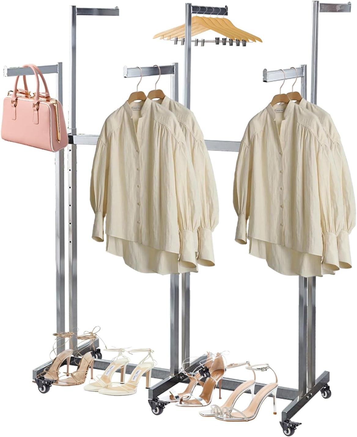 Heavy Duty 6 Arms Clothing Rack, Floor Standing Metal Garment Rack with ...