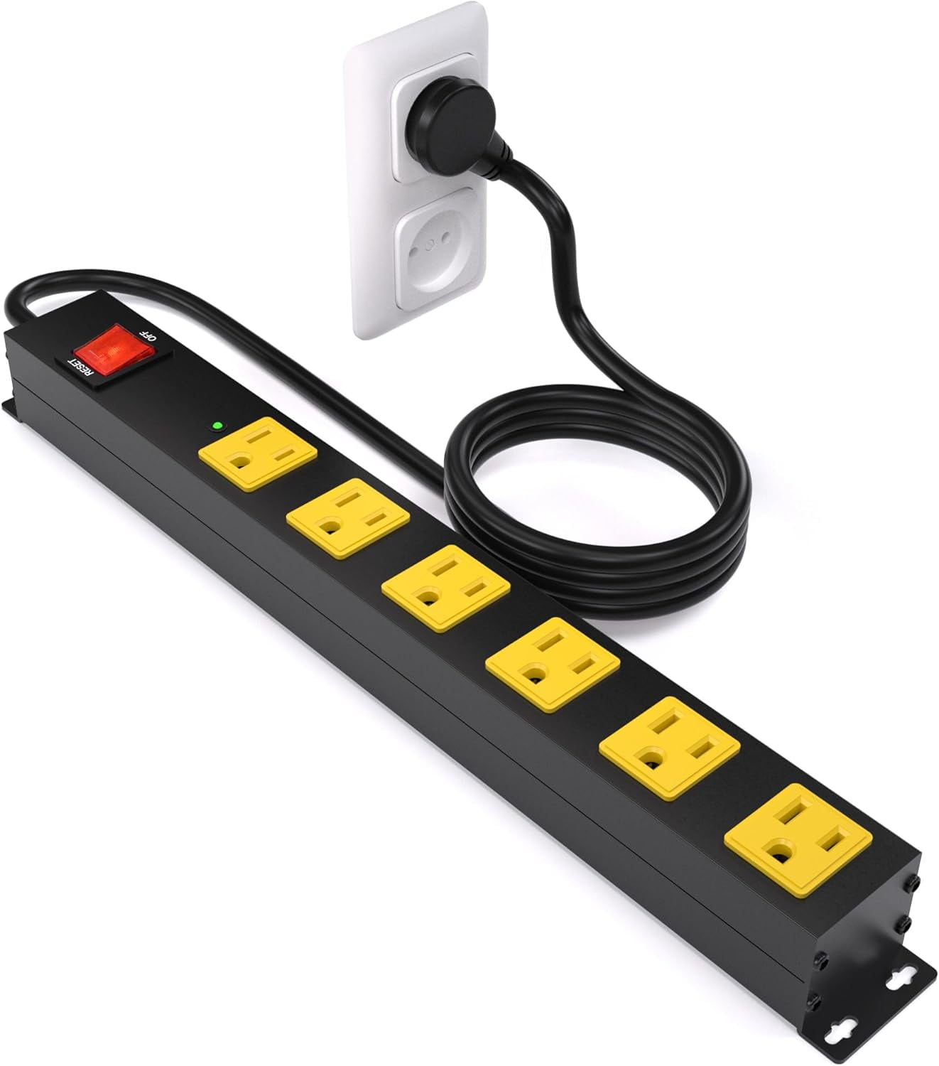 Heavy Duty 6 Outlet Metal Long Power Strip, 2700J Sur Protector with ...