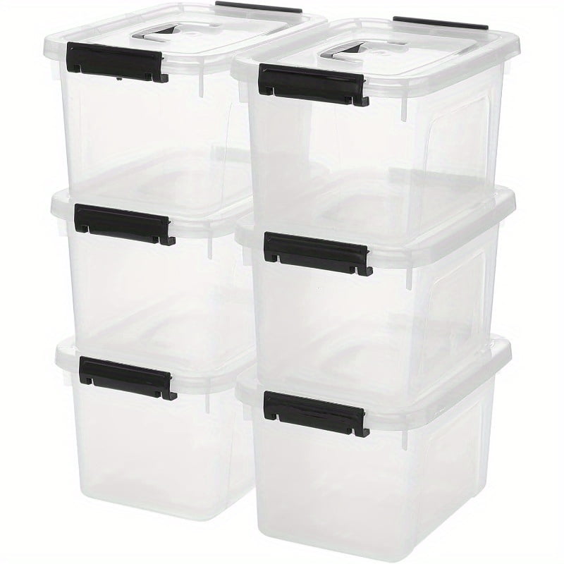 Heavy-Duty 6-Pack Clear Plastic Storage Boxes With Locking Latches ...