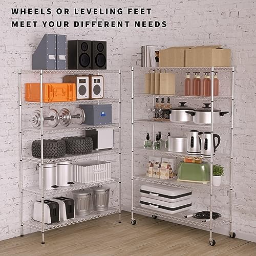 Heavy Duty 6 Tier Shelving Unit Adjustable 6000Lbs Capacity Steel ...