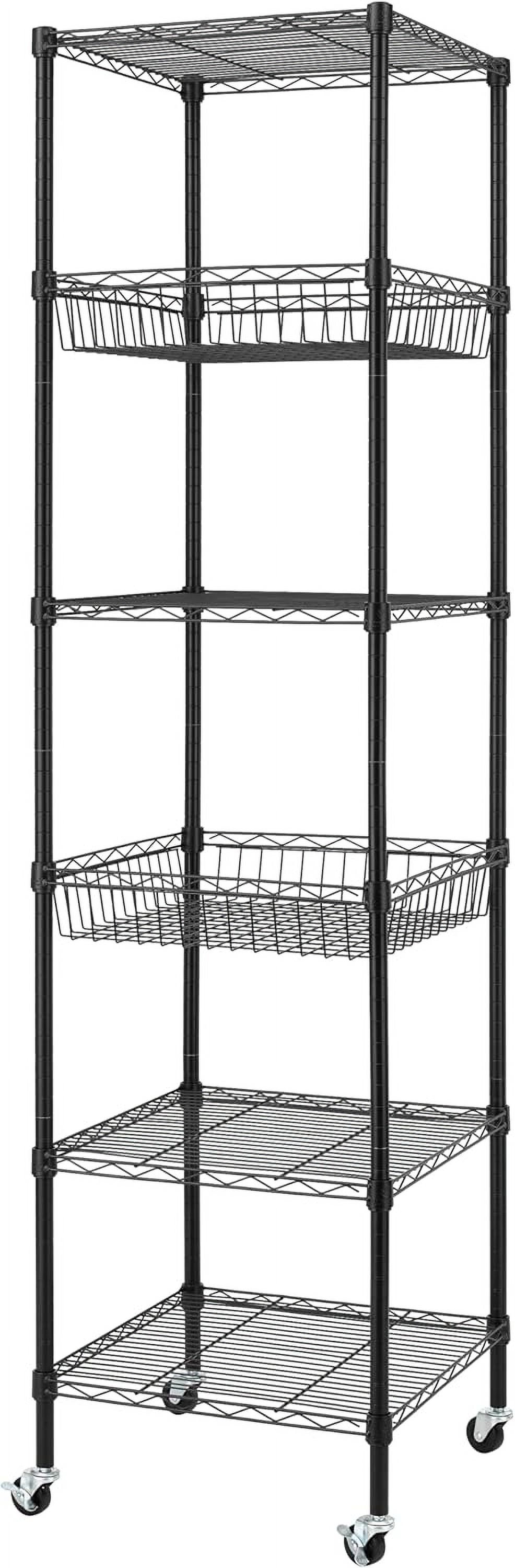 Heavy Duty 6 Tier Wire Shelving Unit with Wheels 18x18x72-inches 6 Shelves Metal Storage Rack ...