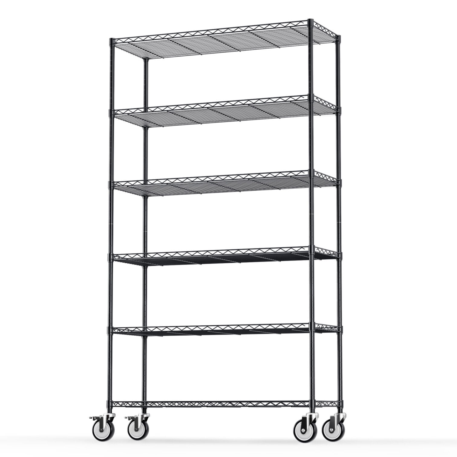 Heavy-Duty 6-Tier Wire Shelving Unit with Fence Shelf for Secure ...